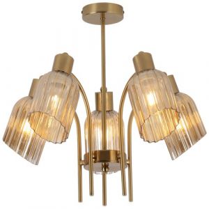 Glo Lighting | Brightstar CH713/5 GOLD Metal Chandelier with Amber ...